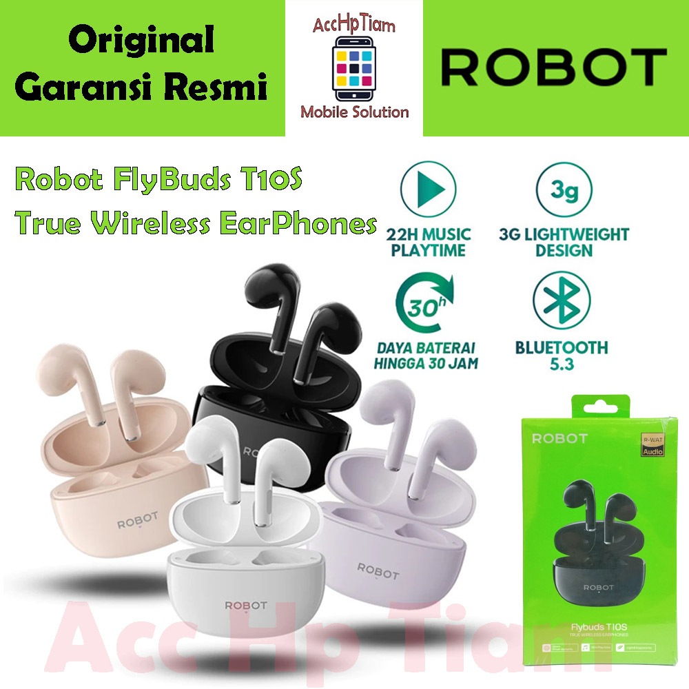 Jual Headset Bluetooth Robot Flybuds T10S Semi In Ear TWS Wireless ...