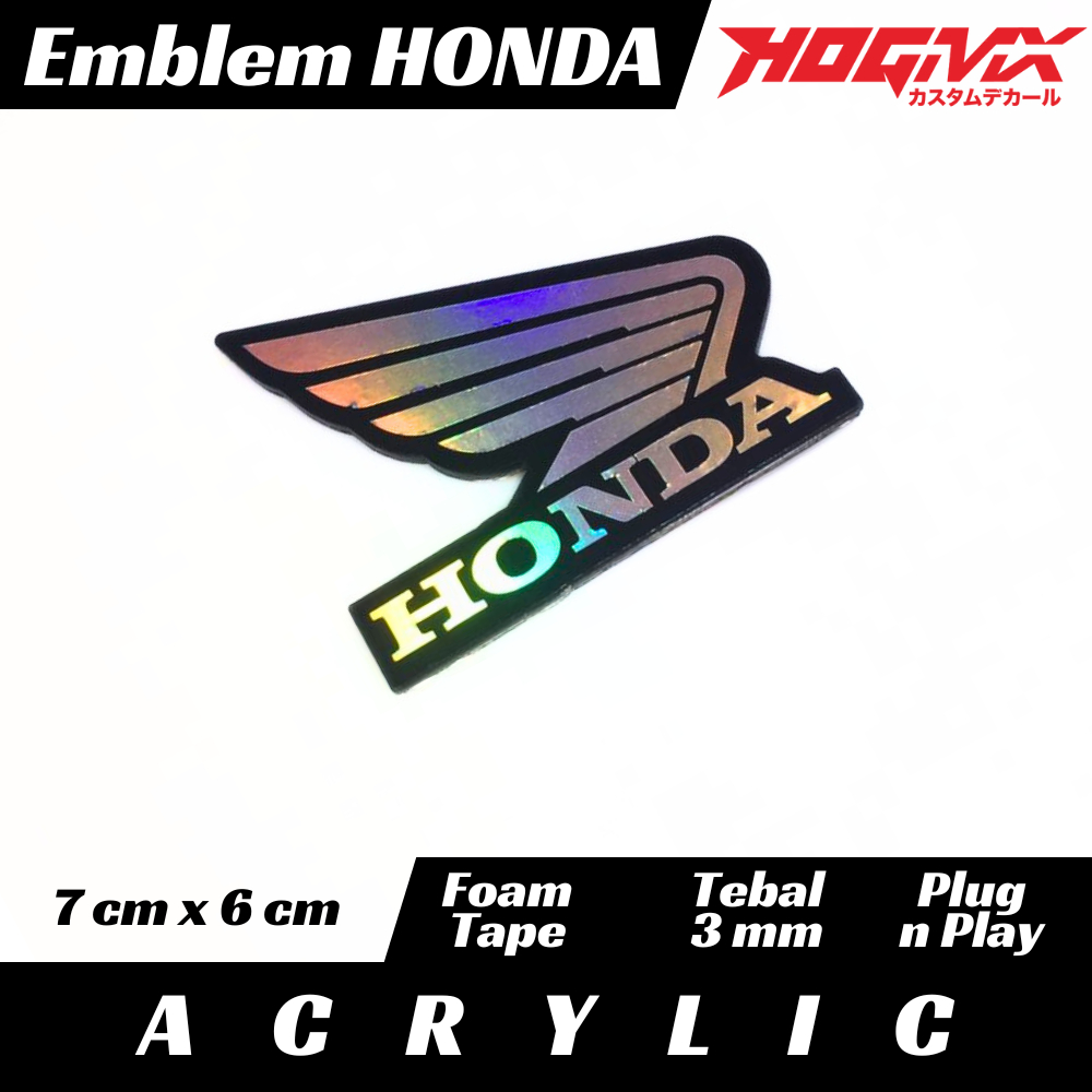 Jual Emblem Motor HONDA SAYAP Logo Bahan Akrilik Gold dan Hologram ...