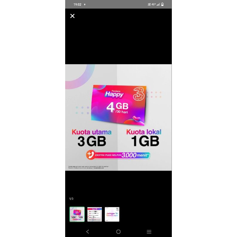 Jual Perdana tri happy 4Gb | Shopee Indonesia