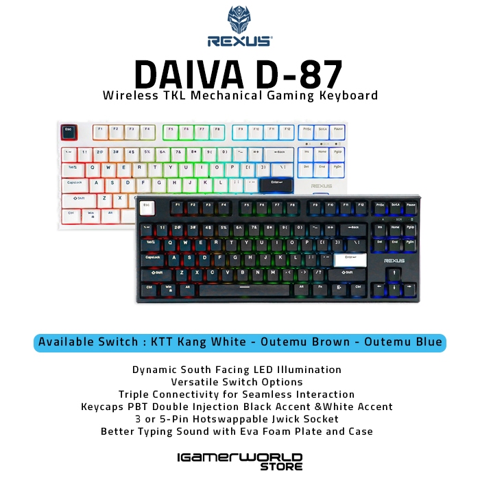 Jual Rexus Daiva D87 TKL Wireless Gaming Keyboard | Shopee Indonesia
