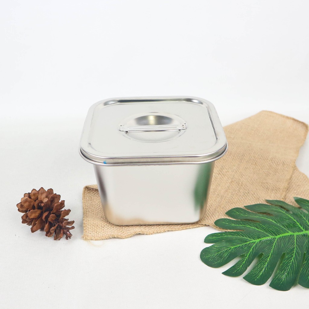 Jual DM - Food Pan Square Stainless Steel + Tutup / Wadah Penyimpanan ...