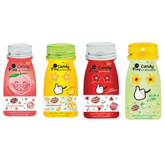 Jual Play Candy sugar free bebas gula rasa watermelon lemon melon peach ...