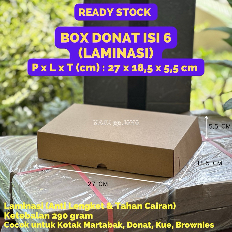 Jual (DONAT ISI 6) Kotak Box Donat isi 6 Laminasi ukuran (27 x 18,5 x 5 ...