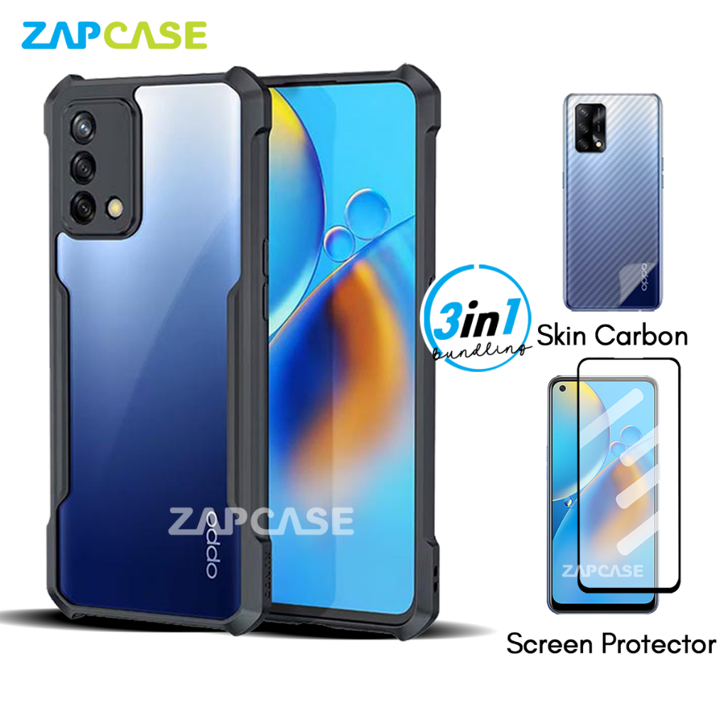 Jual 3in1 Case Oppo A74 4G Armor Fushion Casing Free Tempered Glass dan ...