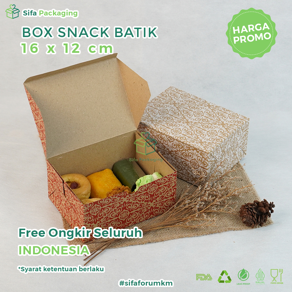 Jual Snack Box 16x12 Kraft Batik Dus Kue Box Snack Kotak Donat Bolu ...