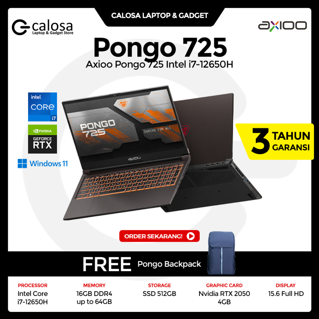 Jual Axioo Pongo 725 Intel i7-12650H RAM 16GB/512GB RTX 2050 Laptop 15. ...