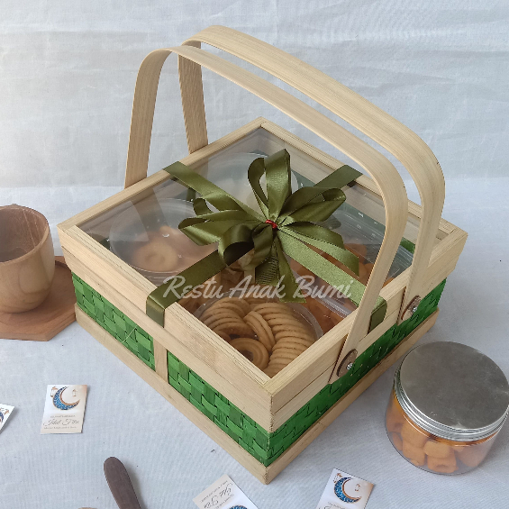 Jual ( R25 ) (Exclusive) Rantang Hijau Transparan 25cm Pita | rantang ...