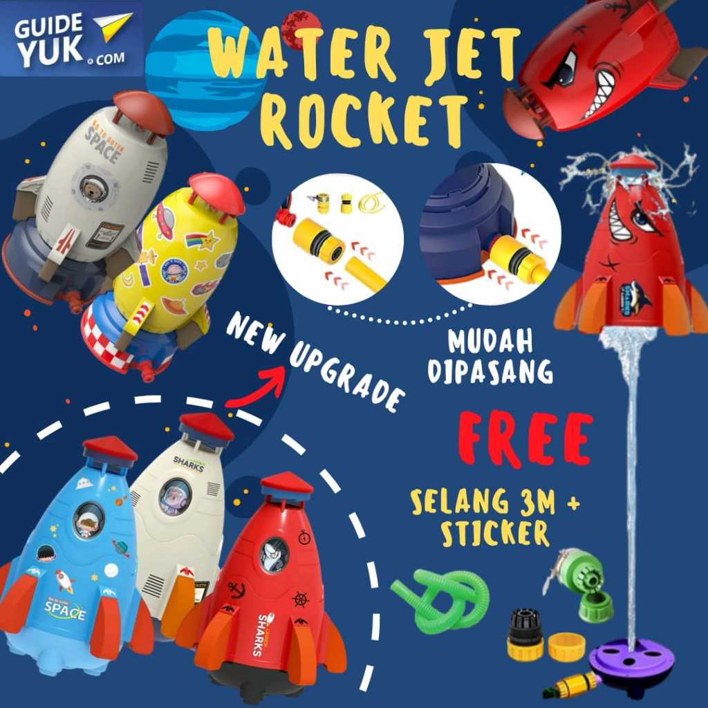 Jual Mainan Roket Air Water Jet Sprinkler Free Selang 3M Roket Berputar ...