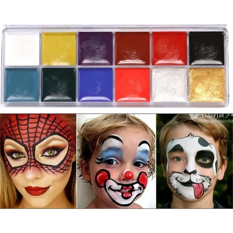 Jual Face Painting 12 Warna Cat Minyak FREE KUAS Art Makeup Body ...