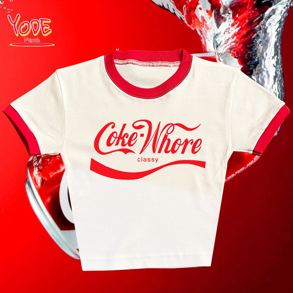 Jual Crop Top RINGER Baby Tee Coke Wore Classy y2k | Shopee Indonesia