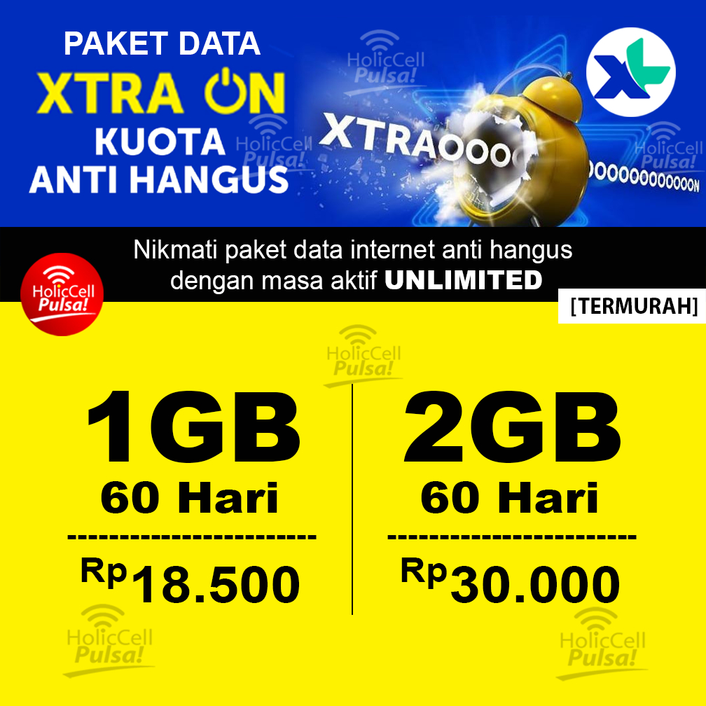 Jual PAKET DATA XL XTRA ON 1GB 60 HARI I 2GB 60 HARI I WAJIB BACA ...