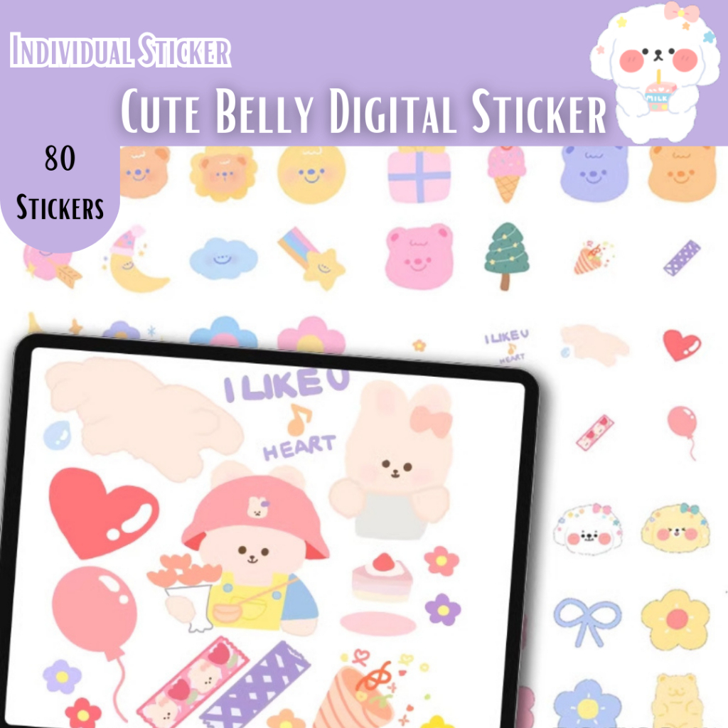 Jual Sticker Digital Individual Cute --- Cute Belly Digital Sticker ...