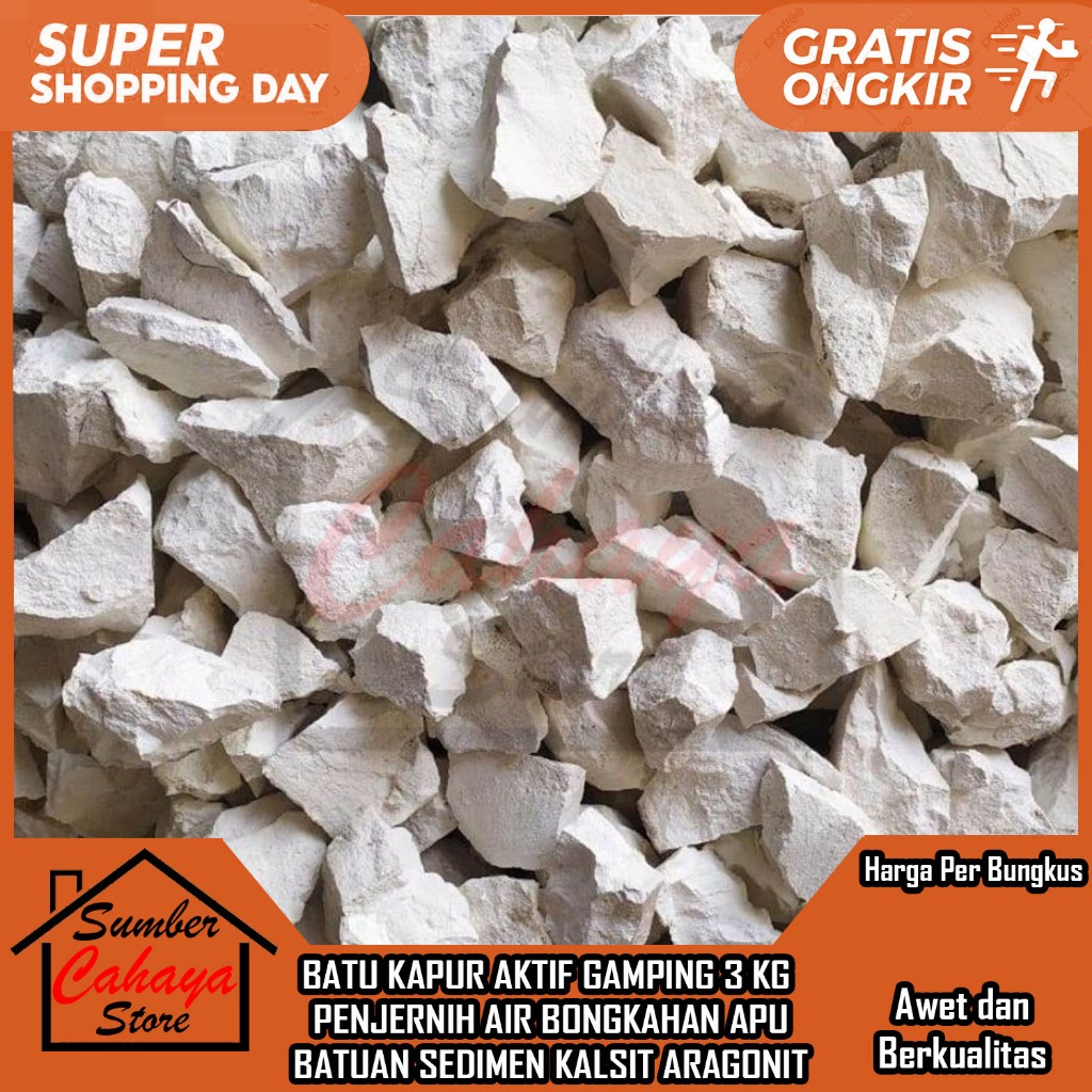 Jual Kapur Gamping 3kg Penjernih Air Bongkahan Apu Calcium Carbonate ...