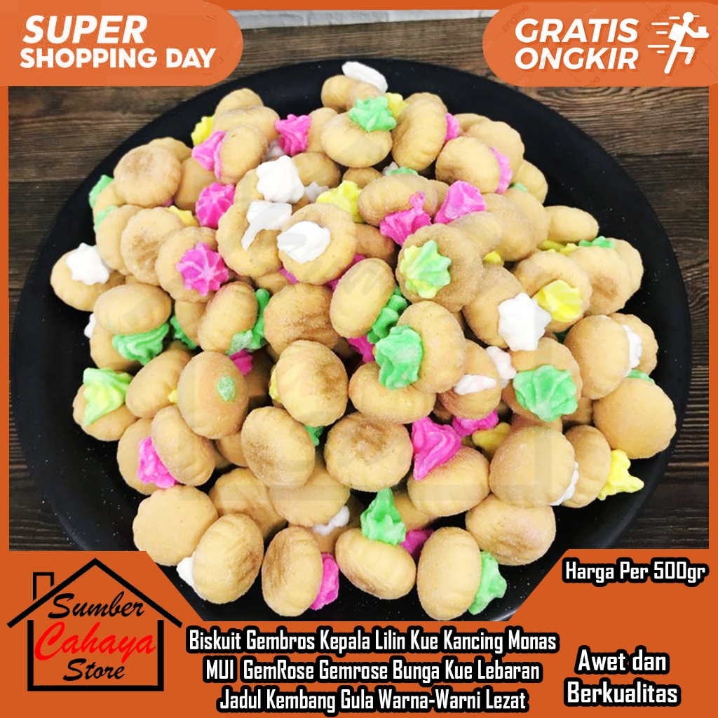 Jual Kue Monas Kepala Lilin Biskuit Gembros Gem Rose Gemrose Kancing ...