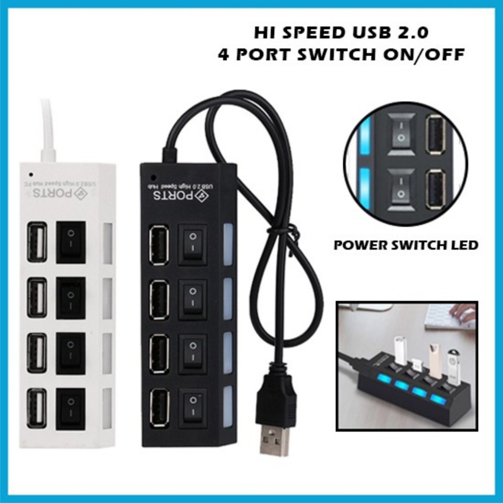 Jual USB Hub 4 Port Output On / Off Saklar 4 IN 1 2.0 Colokan Konektor Extender Flashdisk Mouse ...