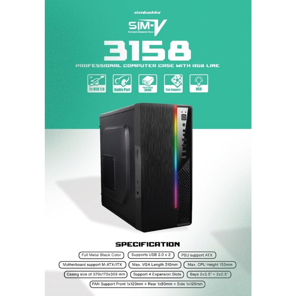 Jual Casing Simbadda SIM V-3158 With Power Supply 380W | Shopee Indonesia