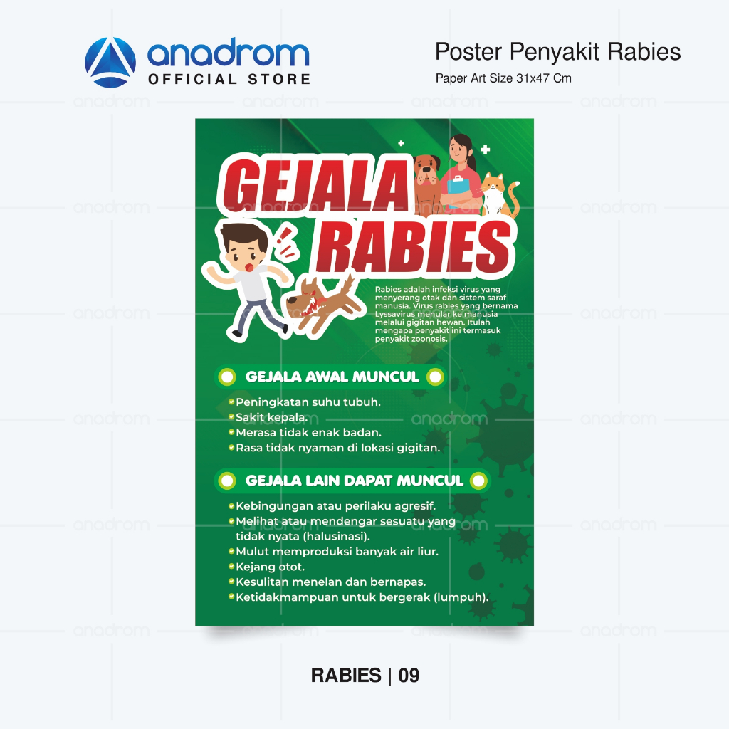 Jual Poster Seputar Penyakit Rabies | Poster Promosi Kesehatan ...