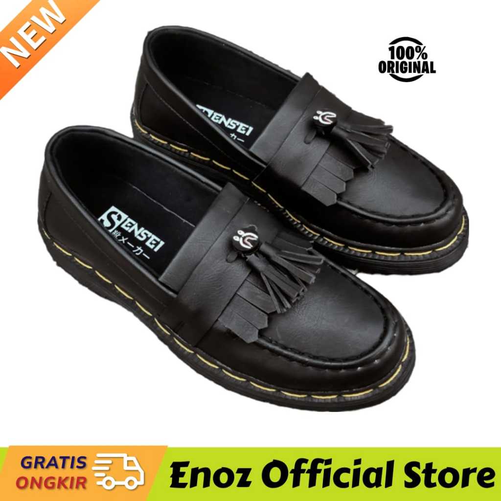 Jual Enoz Taft Bape Sepatu Docmart Pria Loafers Pantofel Hitam Formal ...