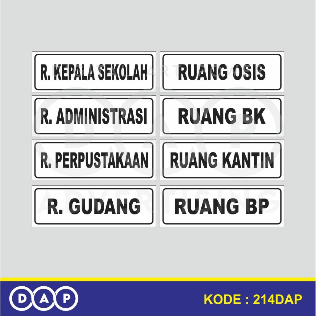 Jual 214 - STIKER NAMA RUANGAN SEKOLAH - 30 X 10 CM - VYNIL - TERBAIK ...