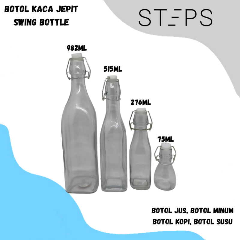 Jual BOTOL KACA JEPIT / SWING BOTTLE white/Glass Bottle Minuman Kopi ...