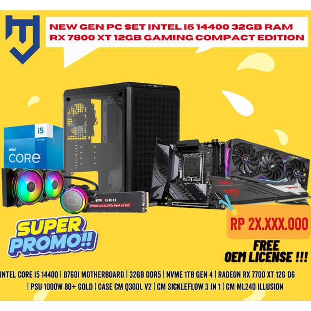Jual New Gen PC Set Intel I5 14400 32GB RAM RX 7800 XT 12GB Gaming ...