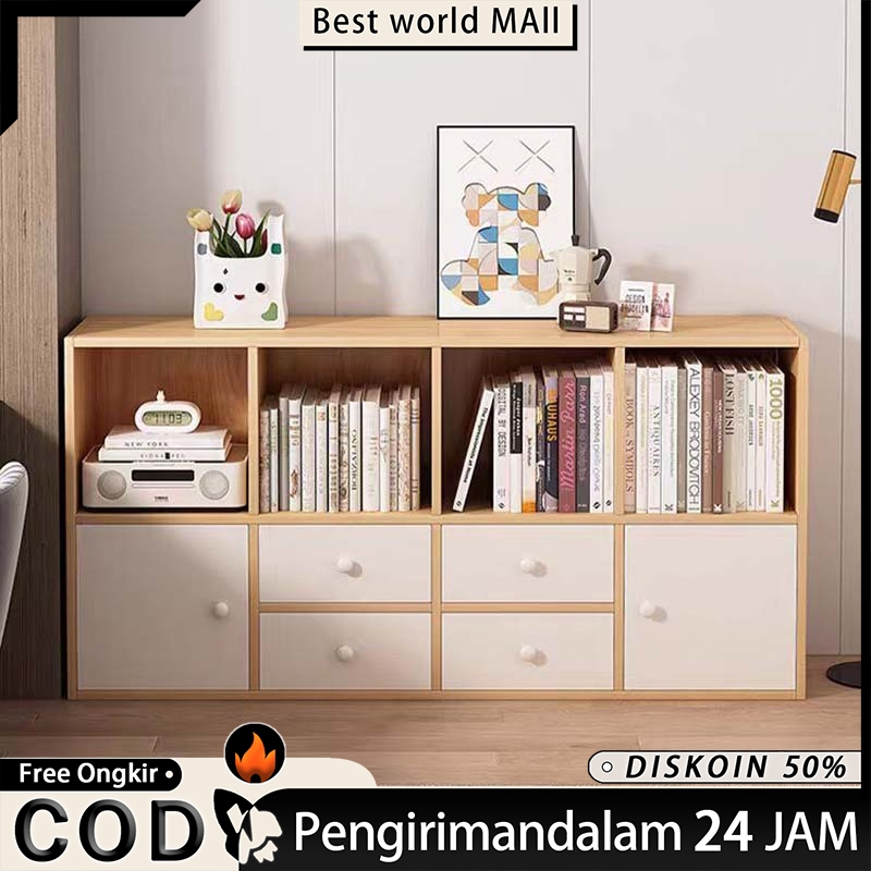 Jual Lemari Buku Kayu Dengan Pintu Lemari buku Minimalis Buku Rak ...