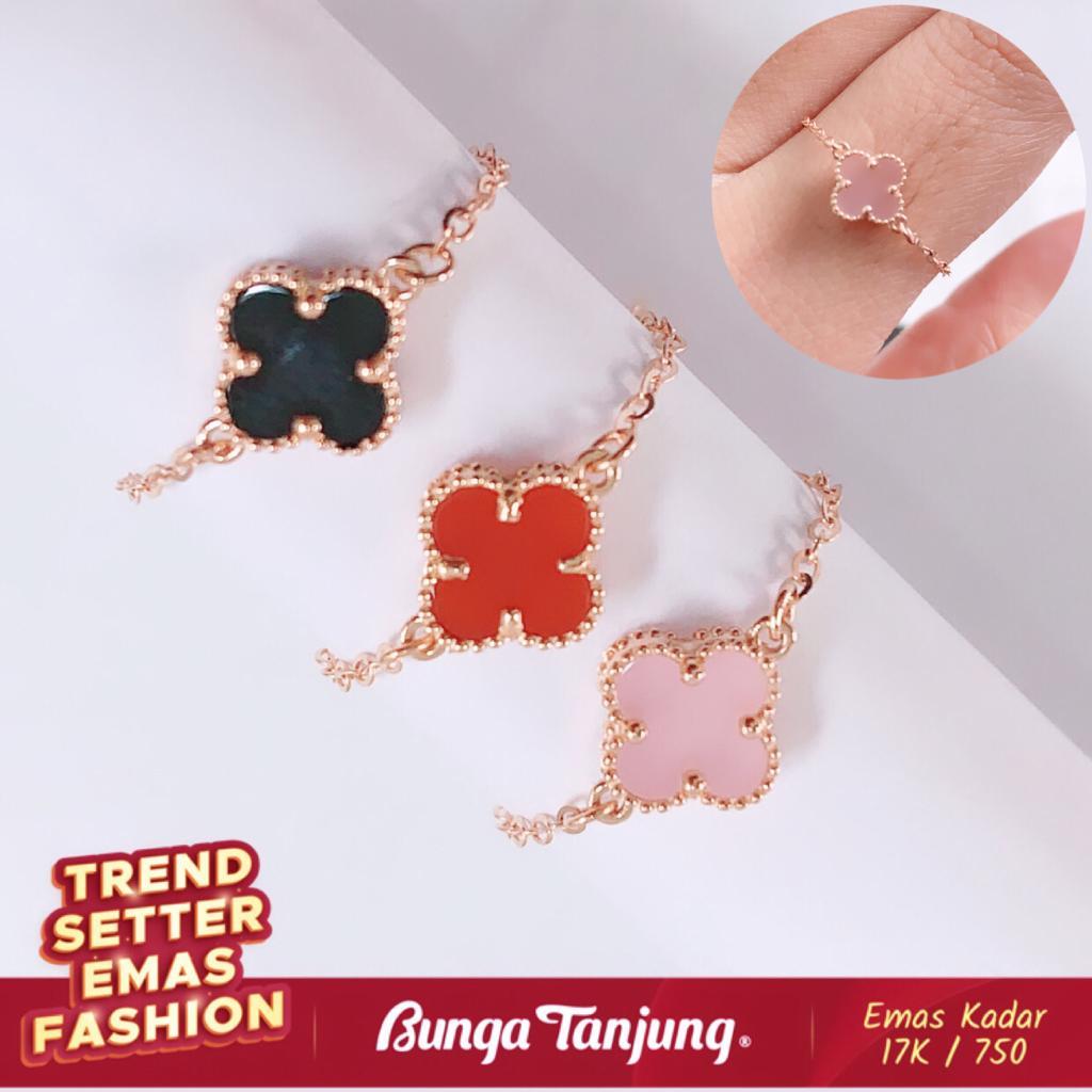 Jual CINCIN CLOVER SERUT - EMAS 17K - BUNGA TANJUNG GOLD | Shopee Indonesia