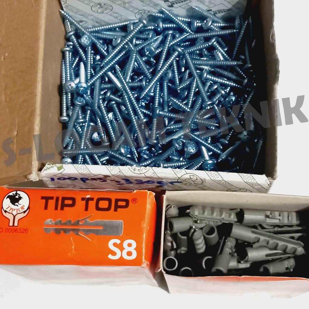 Jual 100 pcs Sekrup F 8 x 1 1/2" + Wall Plug S8 Fastener Nylon Insert Plug | Shopee Indonesia