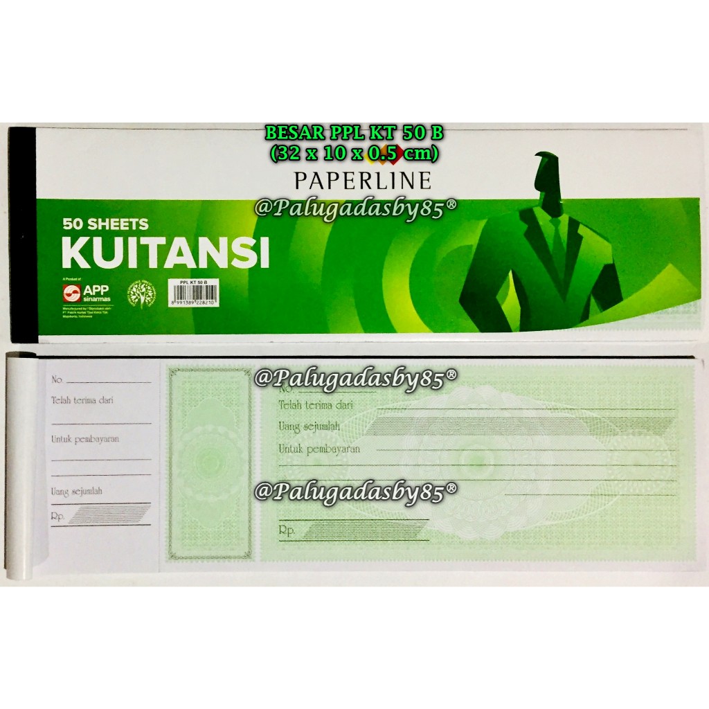 Jual (1 Biji) GROSIR Buku Kwitansi PAPERLINE KT50B Besar 10 x 32 cm / Kuitansi Paperline KT 50 B ...