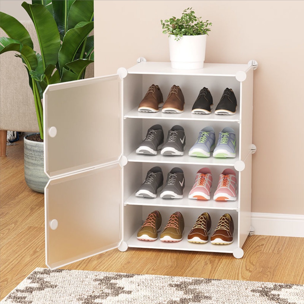 Jual Rak Sepatu Portable 2 Kolom 4 Kotak Sepatu Tebal Tertutup Anti ...