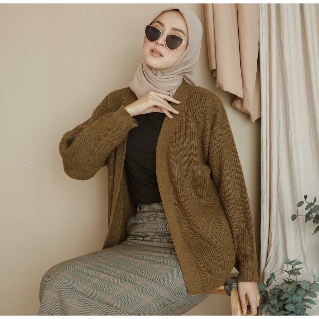 Jual Cardigan Rajut Wanita - Kardigan Polos Bsk Cardi | Shopee Indonesia