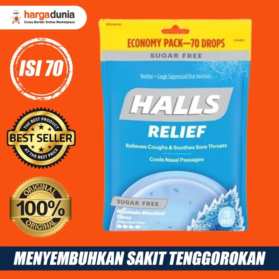 Jual Halls Sugar Free Menthol Permen Batuk Pilek Tenggorokan Made in ...