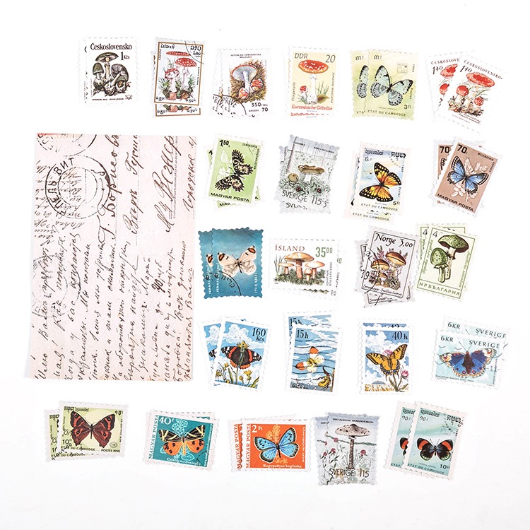 Jual 46 Pcs Sticker Perangko Stamps Stiker Scrapbook Journal Planner ...