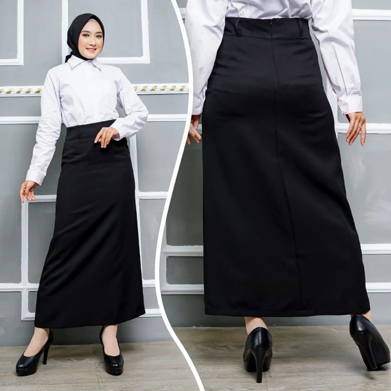 Jual ROK KERJA A LINE MAXI HITAM / ROK FORMAL / ROK KANTOR / ROK GURU ...