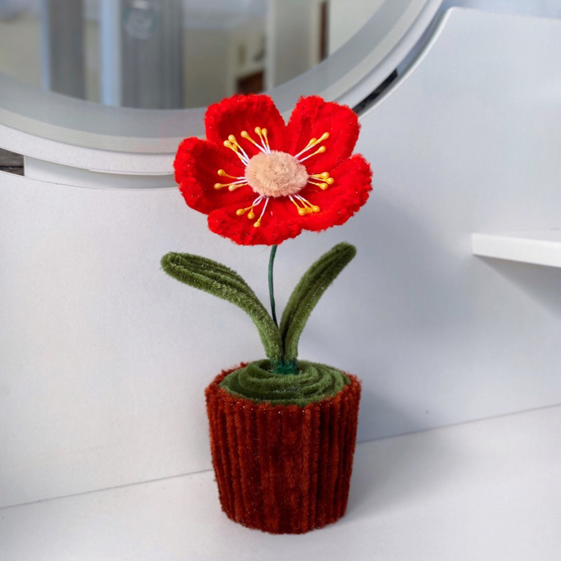 Jual Poppy Pipe Cleaner Flower in Pot | Bunga Kawat Bulu Pot | Shopee ...