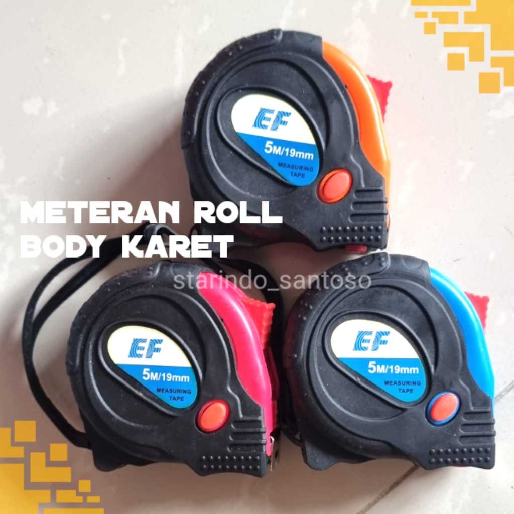 Jual Meteran roll karet 3m 5m autostop autolock selflock 3 5 meter tukang | Shopee Indonesia
