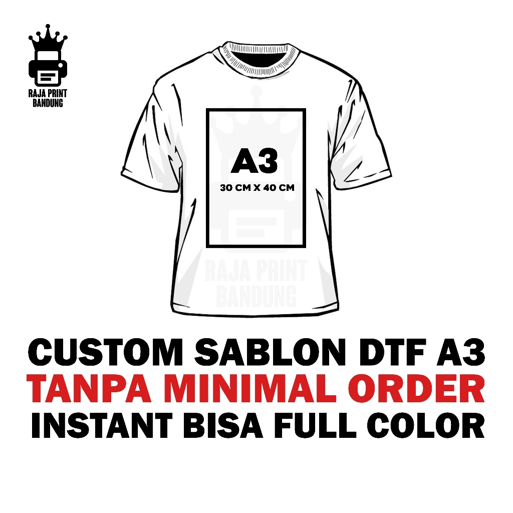 Jual DTF A3 Satuan Custom Sablon Sticker Tinggal Setrika Di Kaos ...