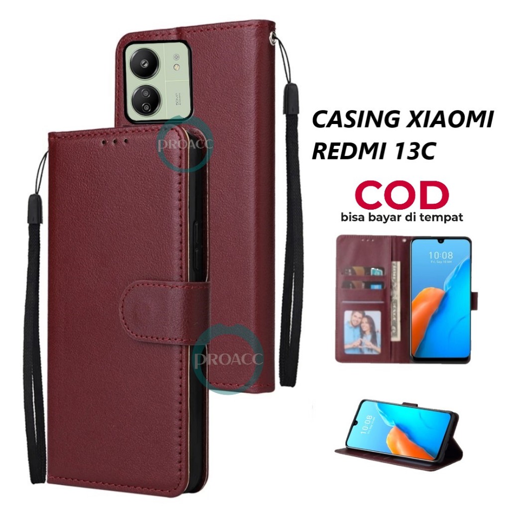 Jual flip wallet untuk XIAOMI REDMI 13C leather case Premium flip case ...