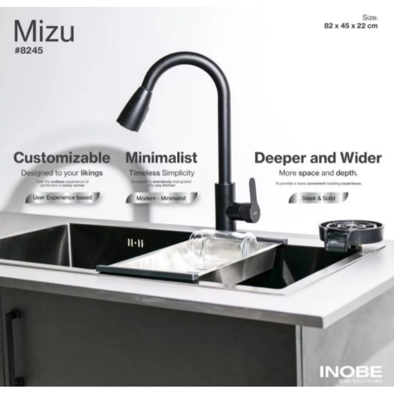 Jual paket lengkap kitchen sink premium INOBE 8245 black | paket sink ...
