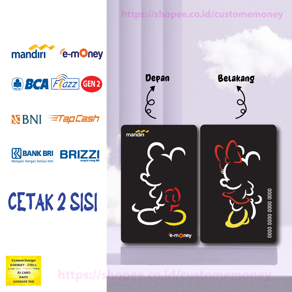 Jual KARTU EMONEY DESIGN ANIME MICKEY MINNIE MOUSE COUPLE EMONEY ...