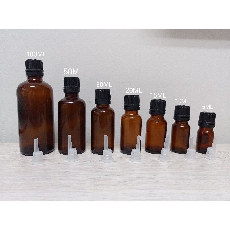 Jual BOTOL KACA COKLAT DROPER ESSENTIAL OIL NECK 18 SET TUTUP KECIL HITAM /BOTOL SERUM | Shopee ...