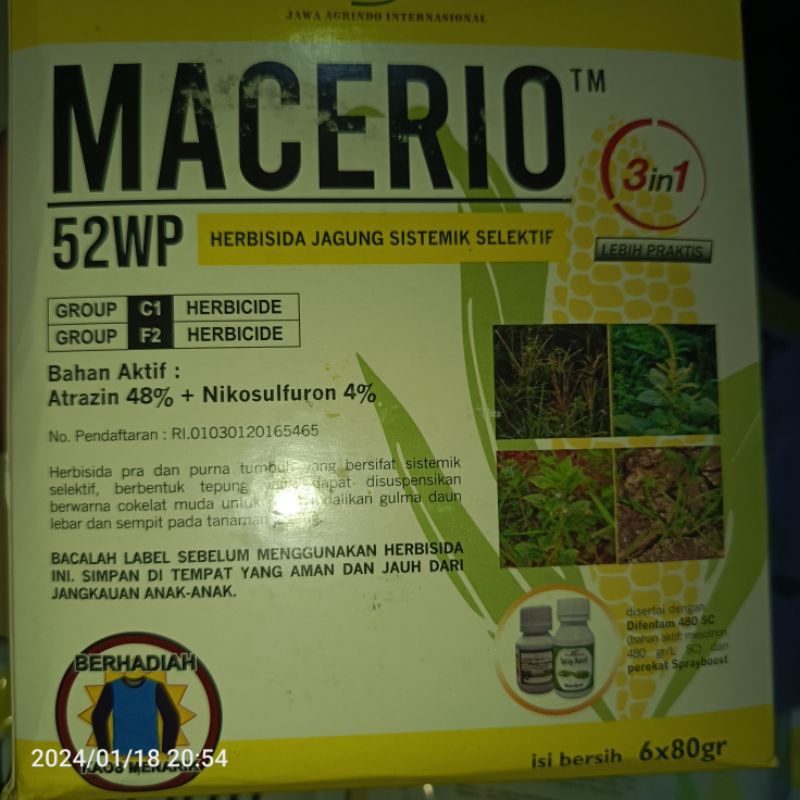 Jual Herbisida Selektif Jagung MACERIO 52 WP (isi 80 Gram x 6 Bks) | Shopee Indonesia