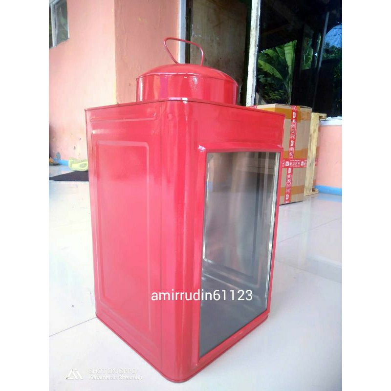 Jual kaleng kerupuk blek tradisional warna MERAH 23x35cm /toples tempat ...