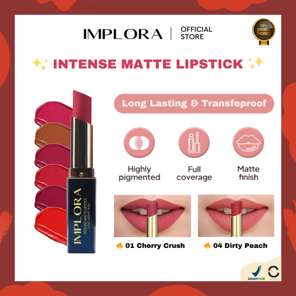 Jual [ORI BPOM] IMPLORA Lipstick Intense Matte Long Lasting Finish ...