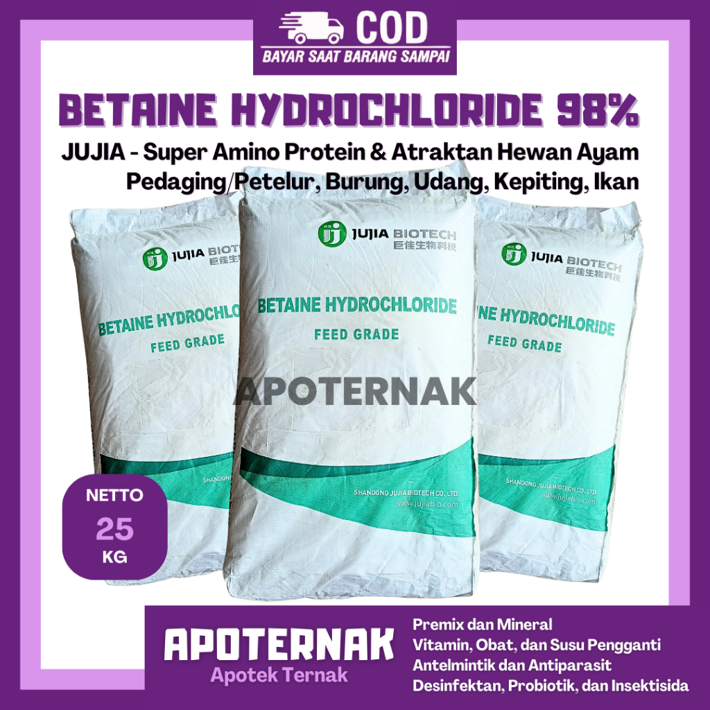Jual BETAINE HCL JUJIA 25kg - Betain Ternak - Super Amino Protein ...