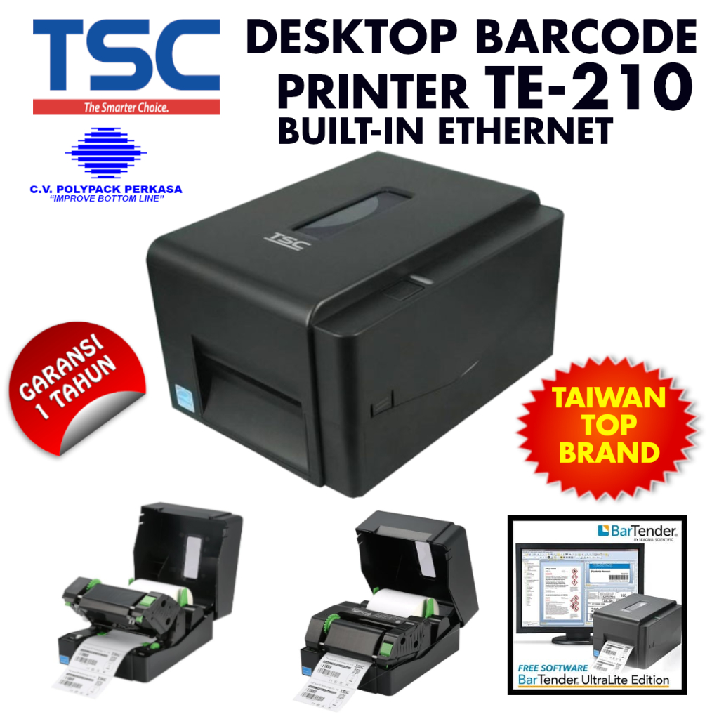 Jual TSC Desktop Barcode Printer TE210 (BUILT-IN ETHERNET) | Shopee Indonesia