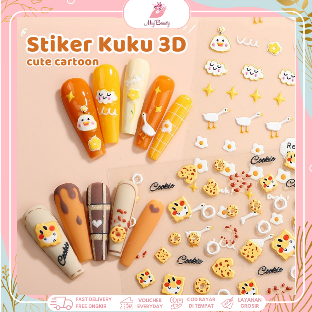 Jual MSY Stiker Kuku 5D Motif Kartun Random/Sticker Nail Art Cute ...