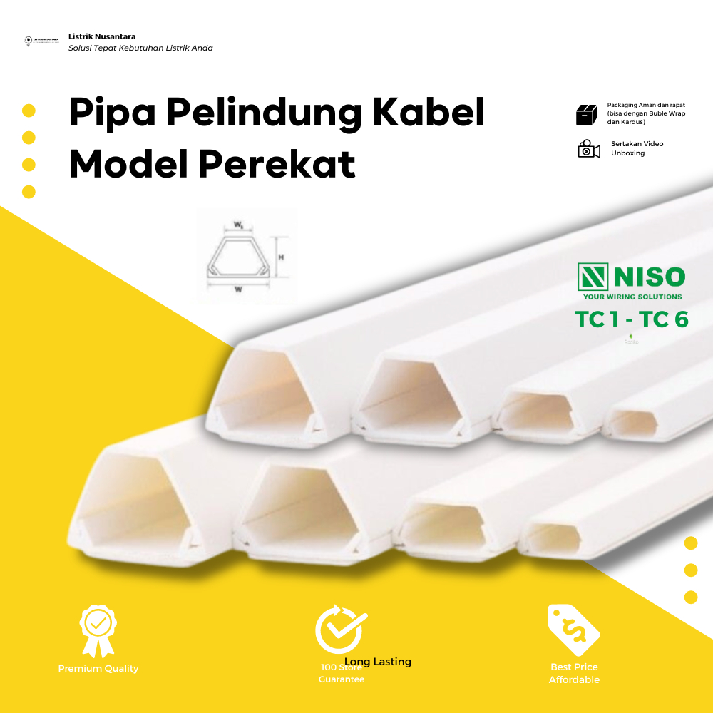 Jual Niso Kabel Protector / NISO Cable Duct TC 1 2 3 4 5 6 / Pelindung Penutup Kabel Perapi Rapi ...