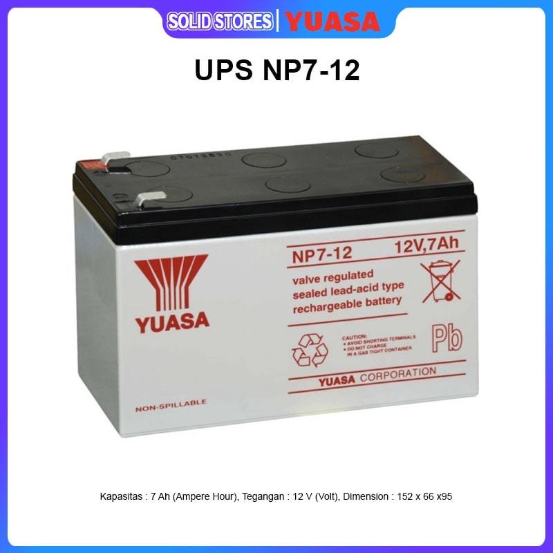 Jual YUASA BATTERY AKI KERING UPS NP7-12 12V 7AH | Shopee Indonesia