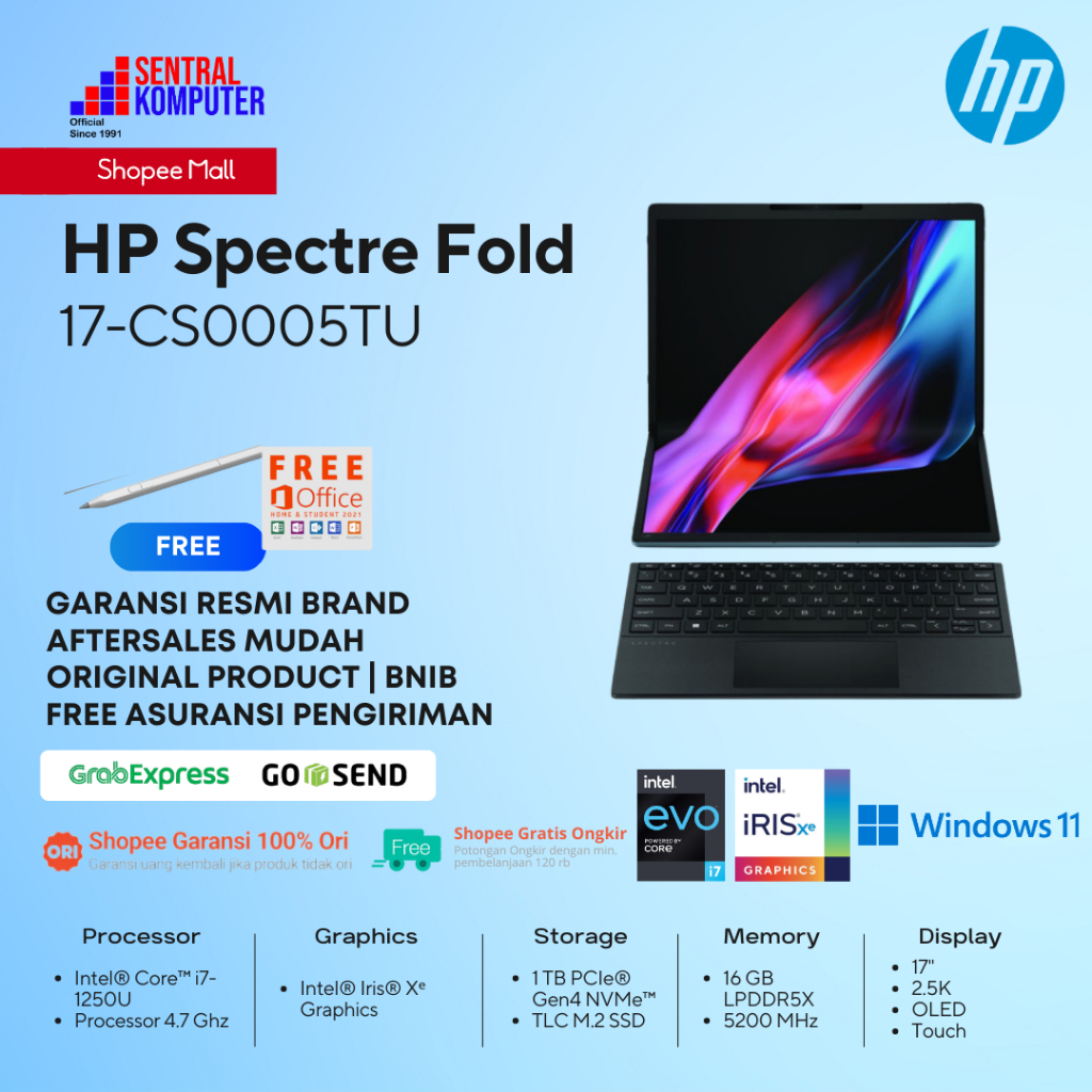 Jual HP SPECTRE FOLD 17 i7-1250U 16GB LPDDR5 1TB SSD EVO Windows ...
